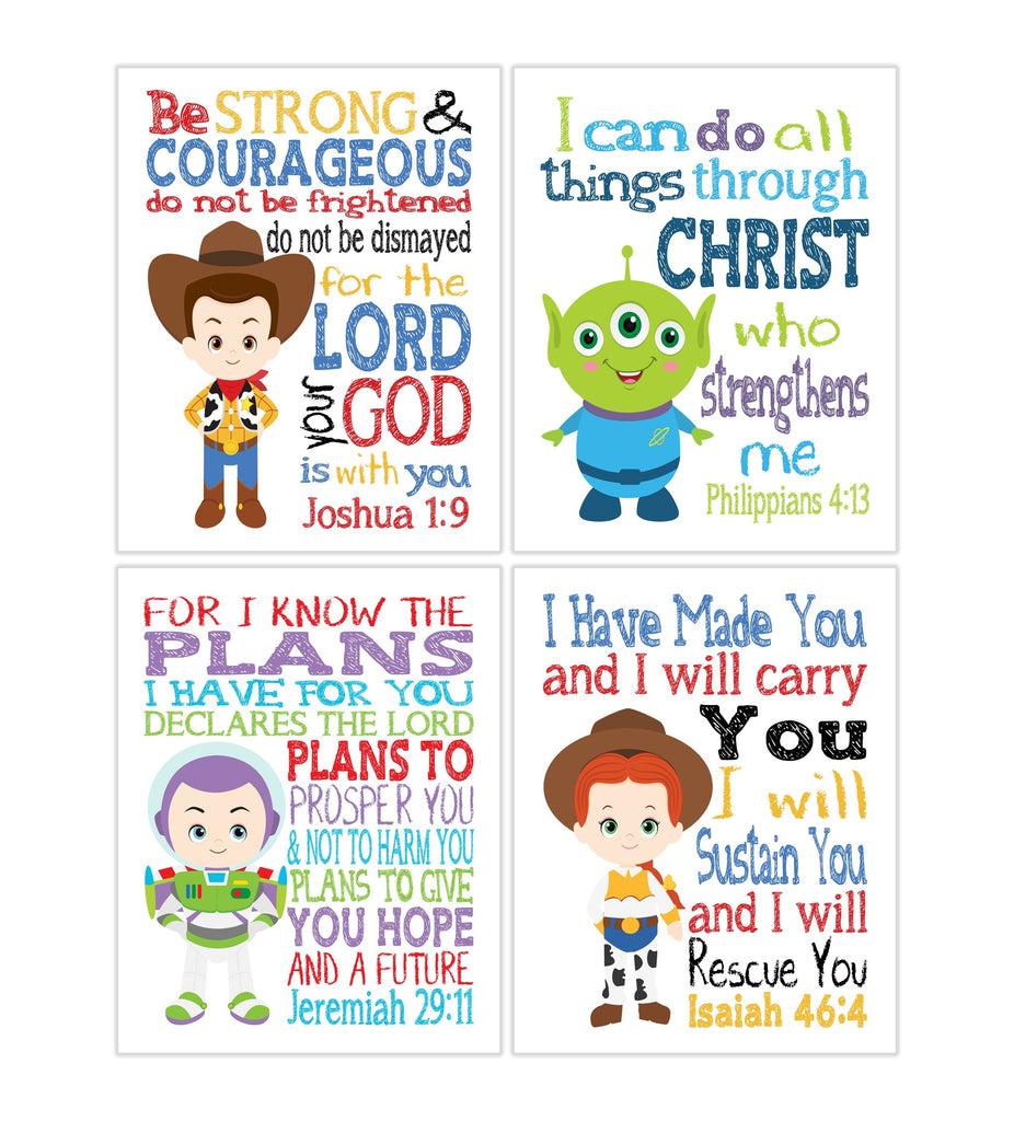 Toy Story Christian Nursery Set of 4 Unframed Prints - Woody, Buzz Lig ...