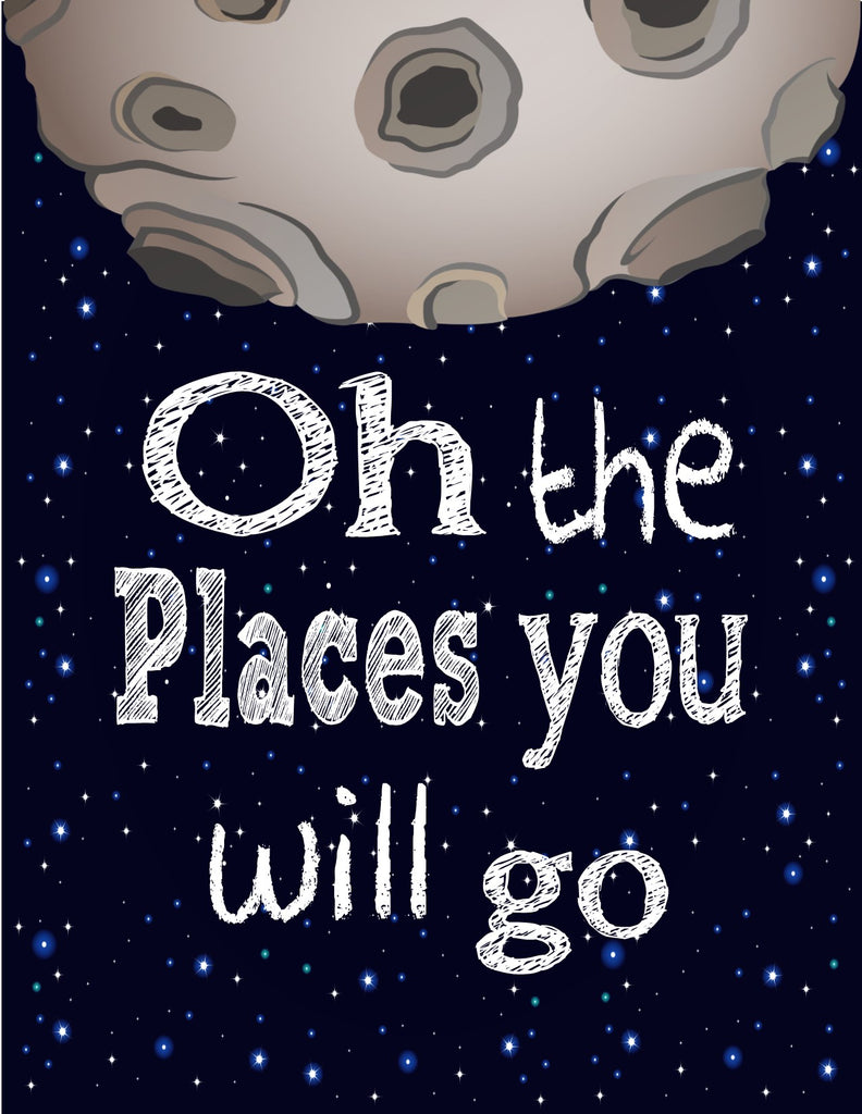 Astronaut Outer Space Nursery Art Decor Set of 3 - Oh the Places you w ...