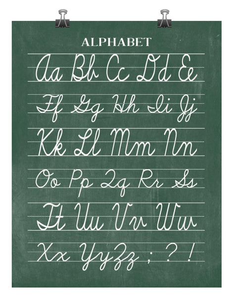 Alphabet In Cursive Printable Chart