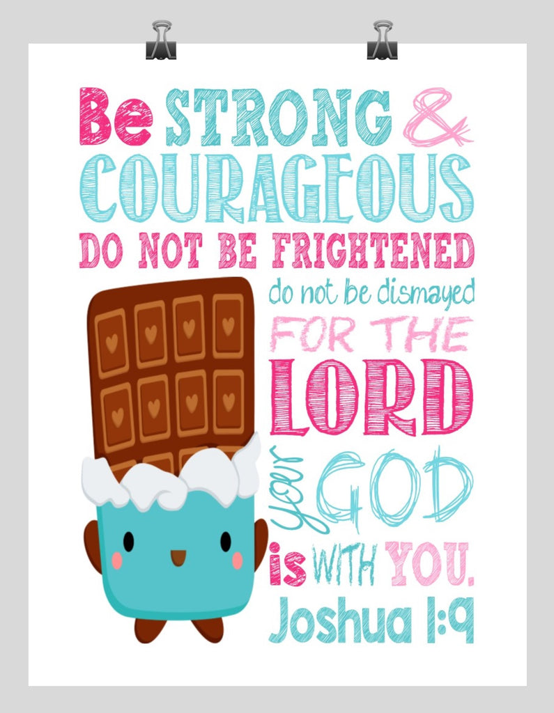 Cheeky Chocolate Shopkins Christian Nursery Decor Print, Be Strong & C ...