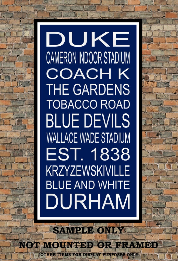 Duke Blue Devils Subway Wall Art Print – Pixie Paper Store