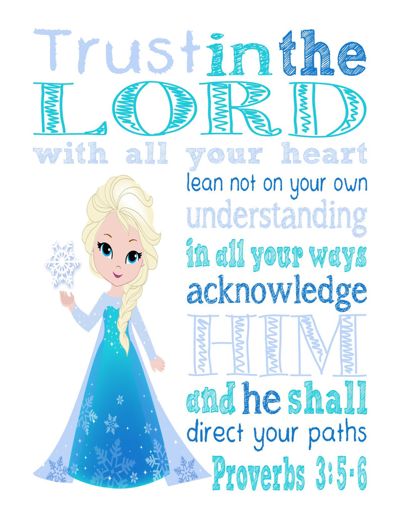 Frozen Princess Elsa Christian Nursery Decor Print, Trust in the Lord ...