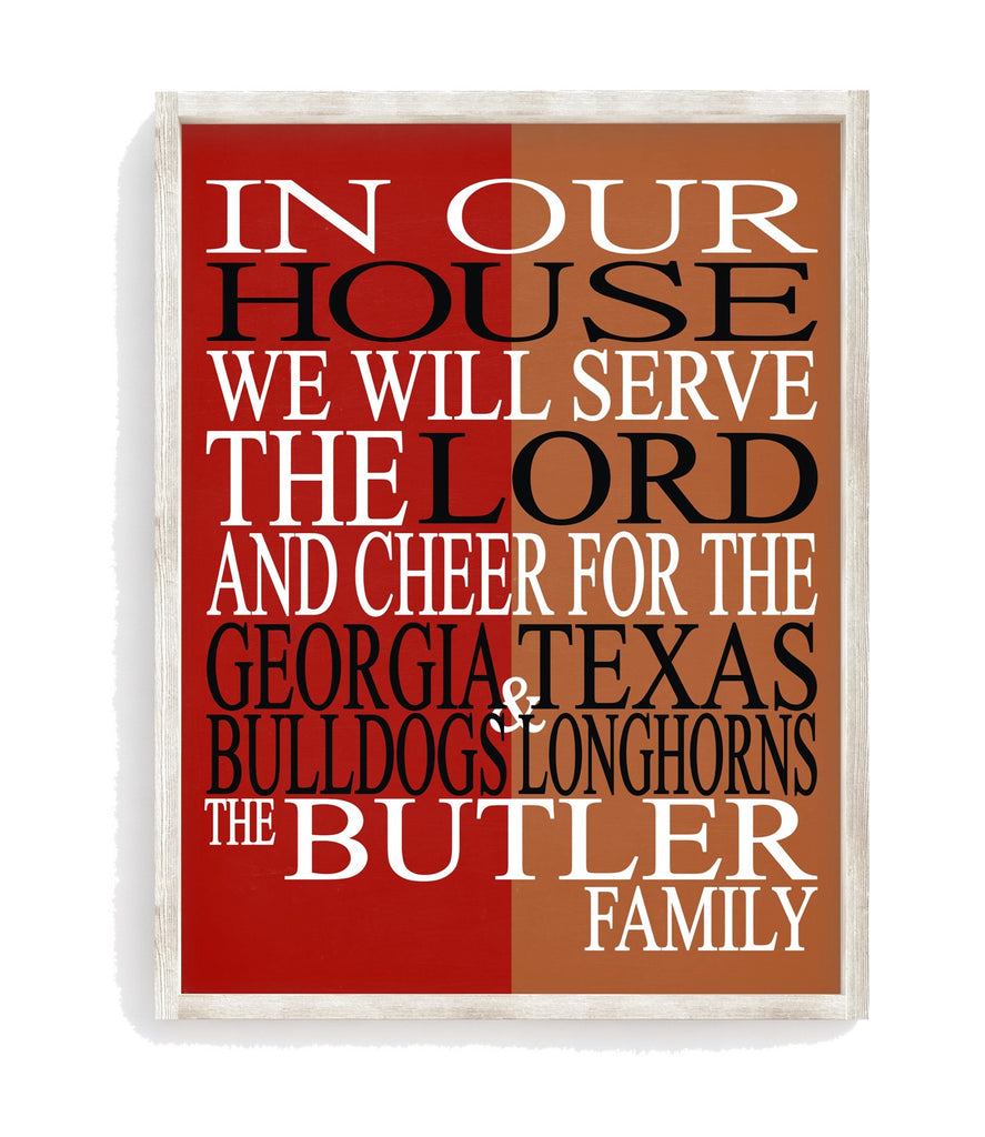 A House Divided - Georgia Bulldogs and Texas Longhorns Personalized Fa ...