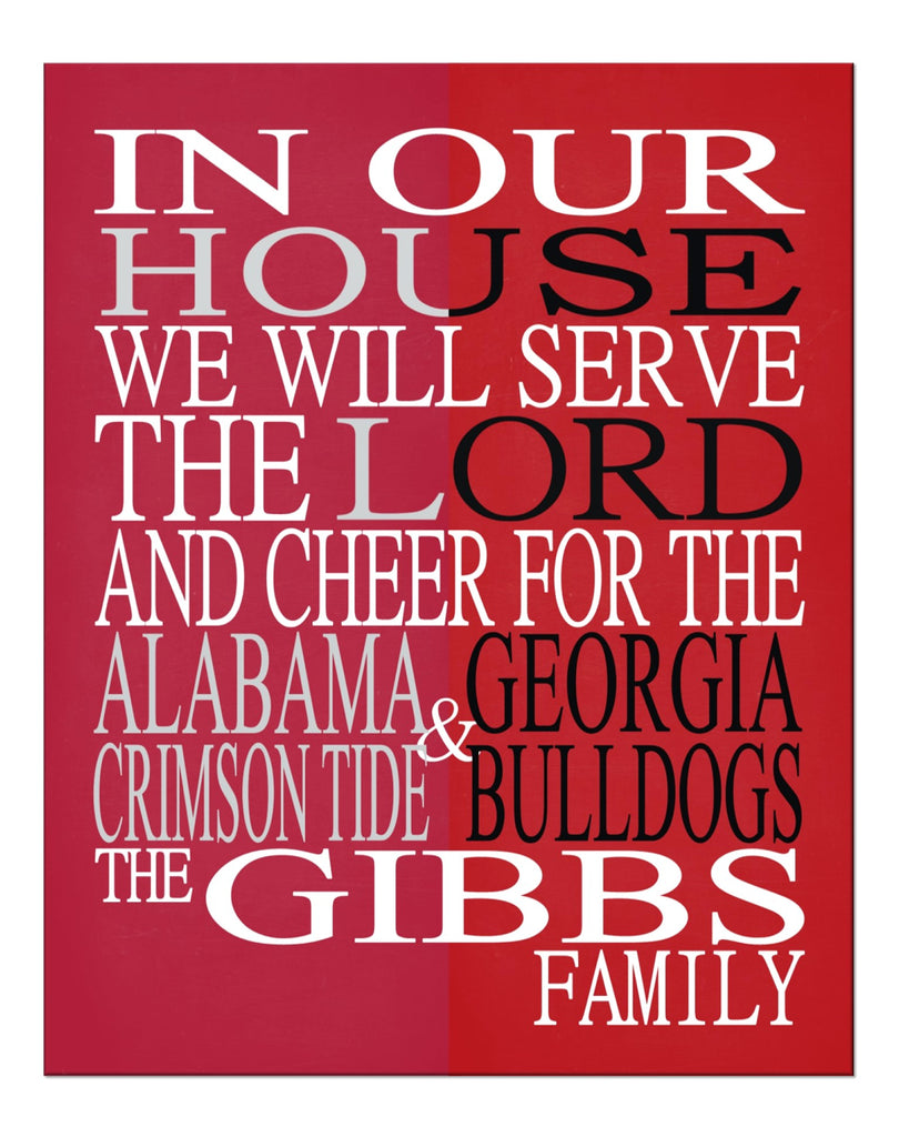 A House Divided Alabama Crimson Tide & Georgia Bulldogs Personalized F ...