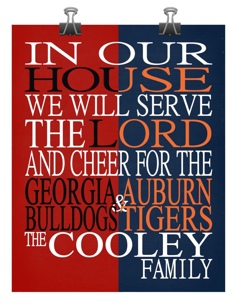 A House Divided - Georgia Bulldogs & Auburn Tigers Personalized Family ...