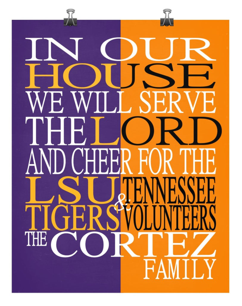 A House Divided - LSU Tigers and Tennessee Volunteers Personalized Fam ...