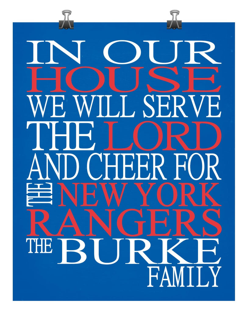 In Our House We Will Serve The Lord And Cheer for The New York Rangers ...