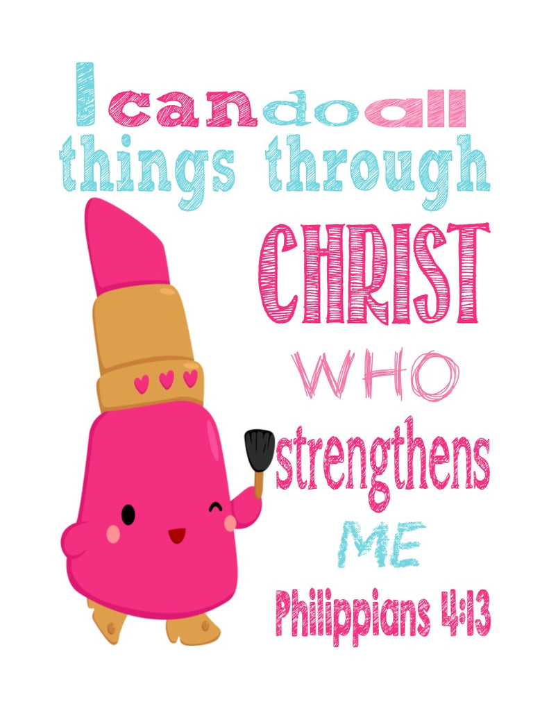 Lippy Lips Shopkins Christian Nursery Decor Print, I Can Do All Things ...
