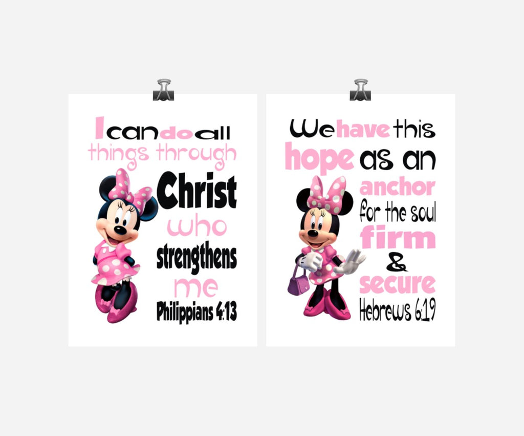 Instant Download Minnie Mouse Christian Pink Nursery Set of 2 Printabl ...