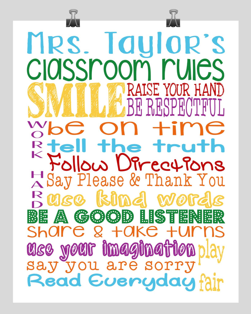 Personalized Classroom Rules - Prefect Gift for a Teacher - Available ...