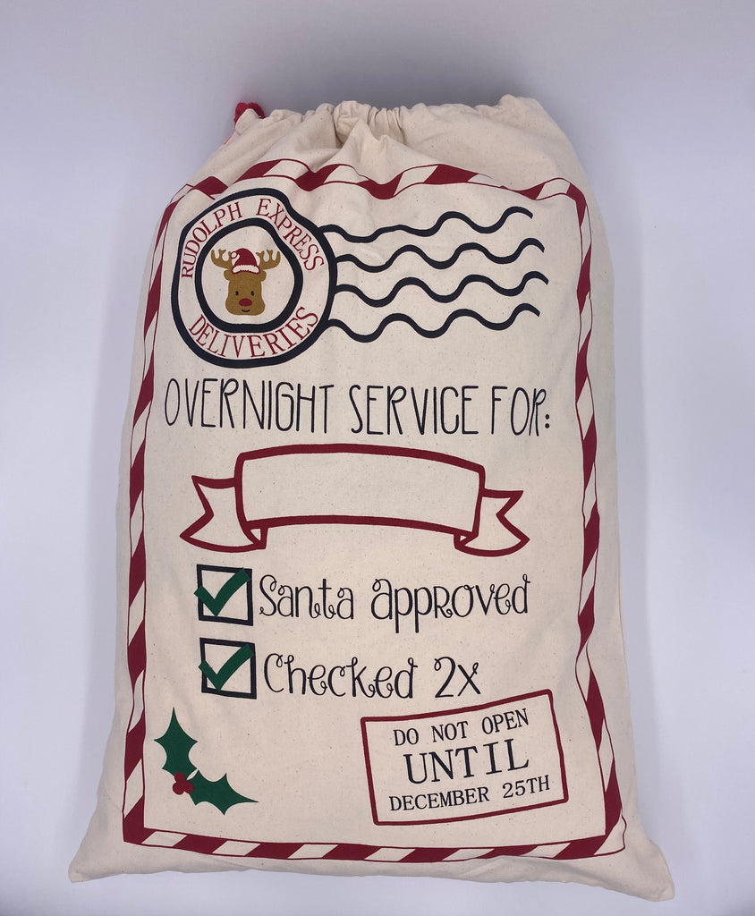 Rudolph Express Personalized Santa Sack in Natural Canvas North Pole S ...