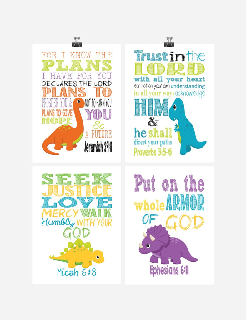 Dinosaur Inspirational Nursery Decor Set of 4 Prints - Tyrannosaurus R ...