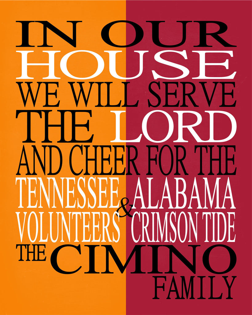A House Divided Tennessee Volunteers and Alabama Crimson Tide Personal ...