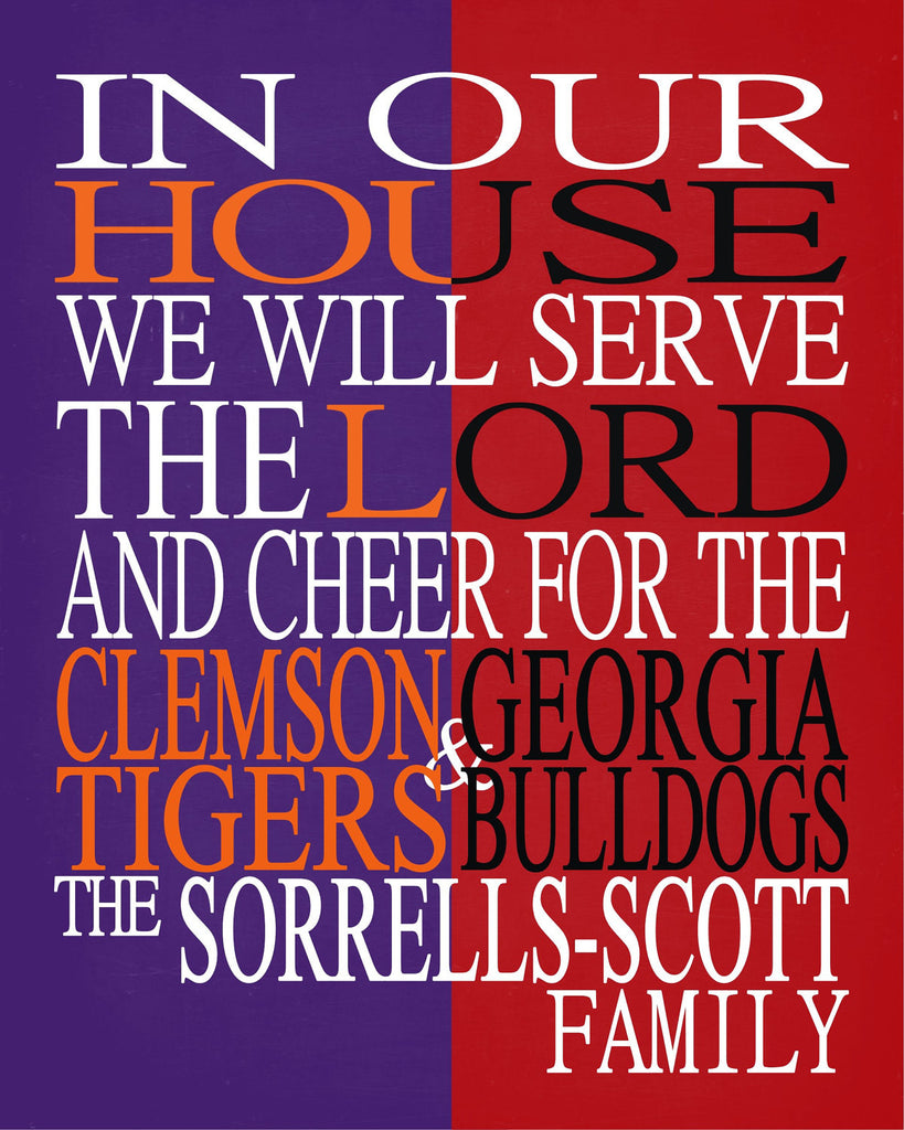 A House Divided - Clemson Tigers and Georgia Bulldogs Personalized Fam ...