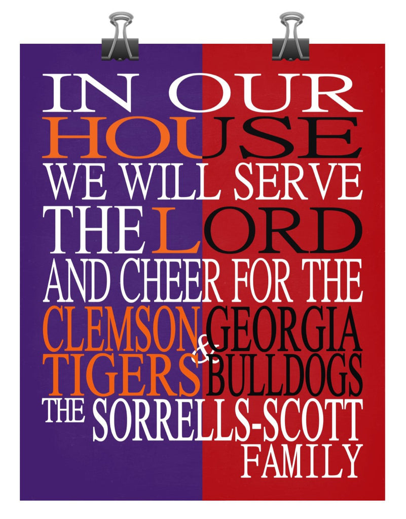 A House Divided - Clemson Tigers and Georgia Bulldogs Personalized Fam ...