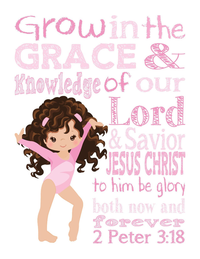 Pink Gymnastics Christian Nursery Set of 4 Unframed Prints with Bible ...