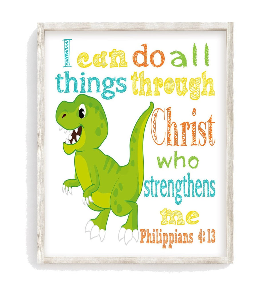 Tyrannosaurus Rex Dinosaur Christian Nursery Decor Unframed Print - I ...