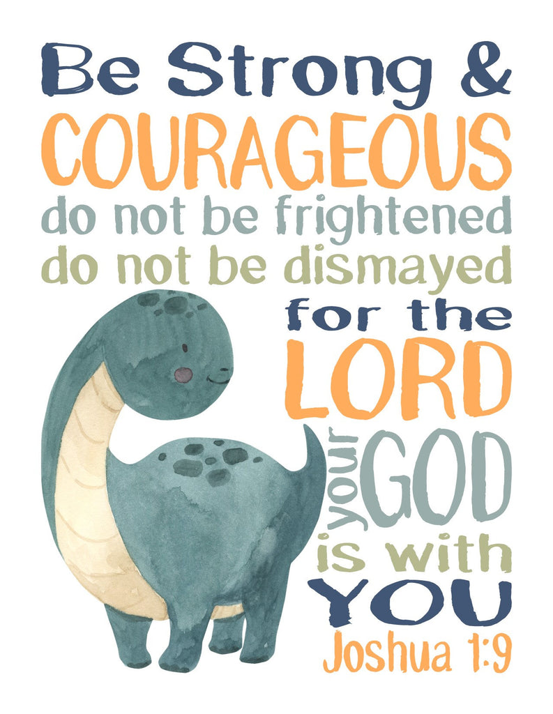 Watercolor Dinosaurs with Bible Verses Prehistoric Christian Nursery D ...